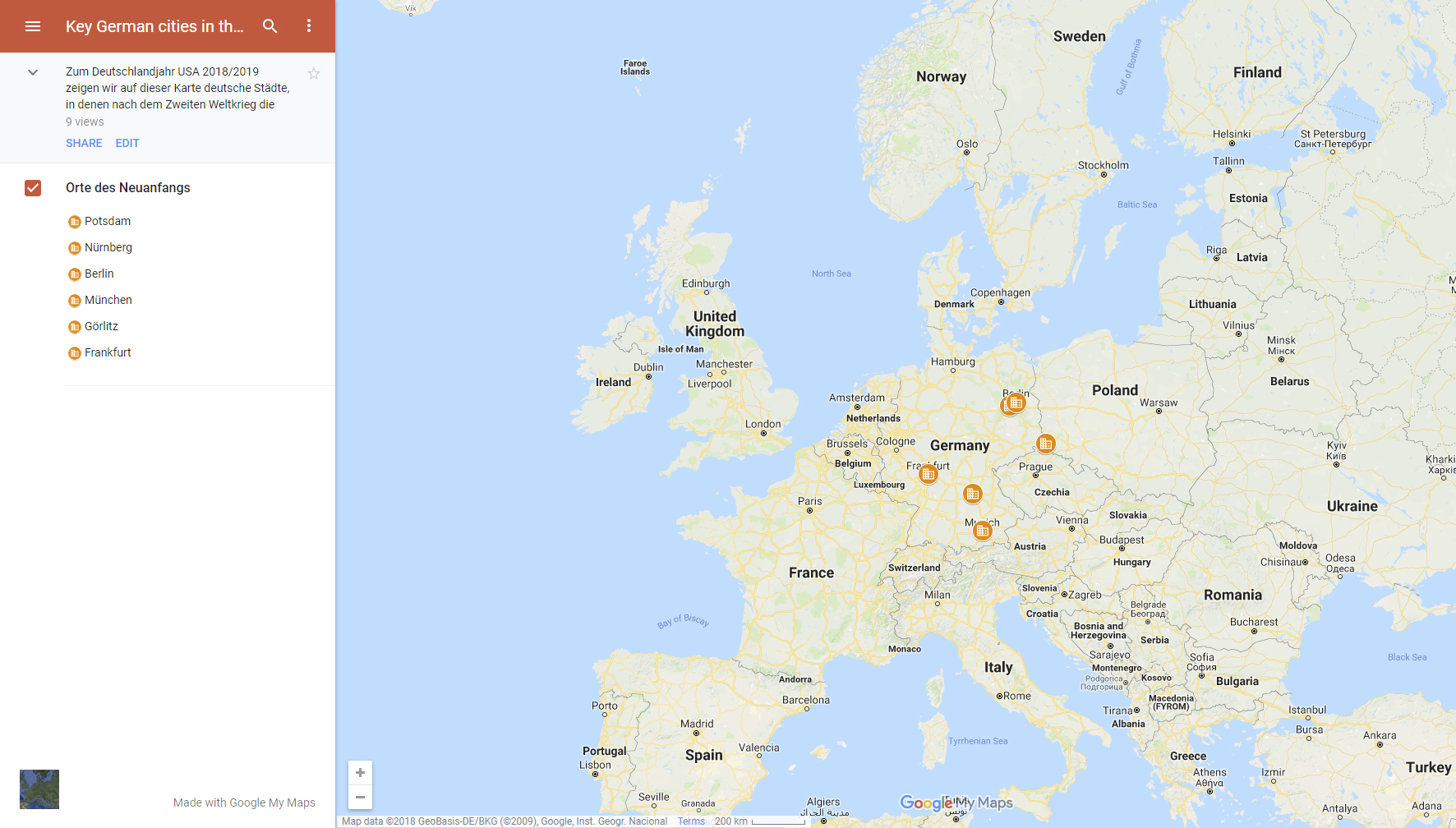Key German cities in the immediate post-War period